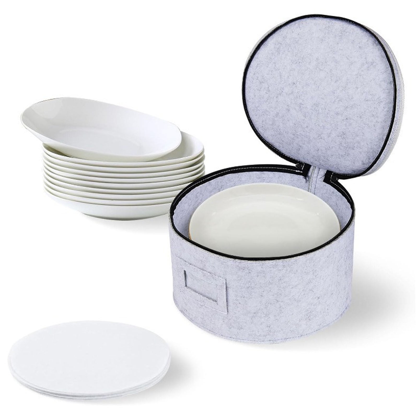 Taotanxi China Storage Case for Dinner Plate,8.5" W X 6.1" H Thick Felt ...