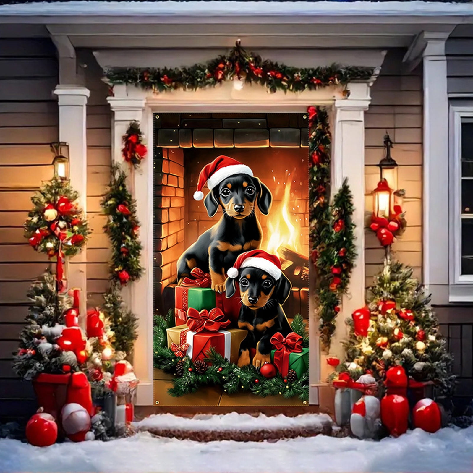 Taotanxi Christmas Door Banner, Merry Christmas Party Door Cover ...