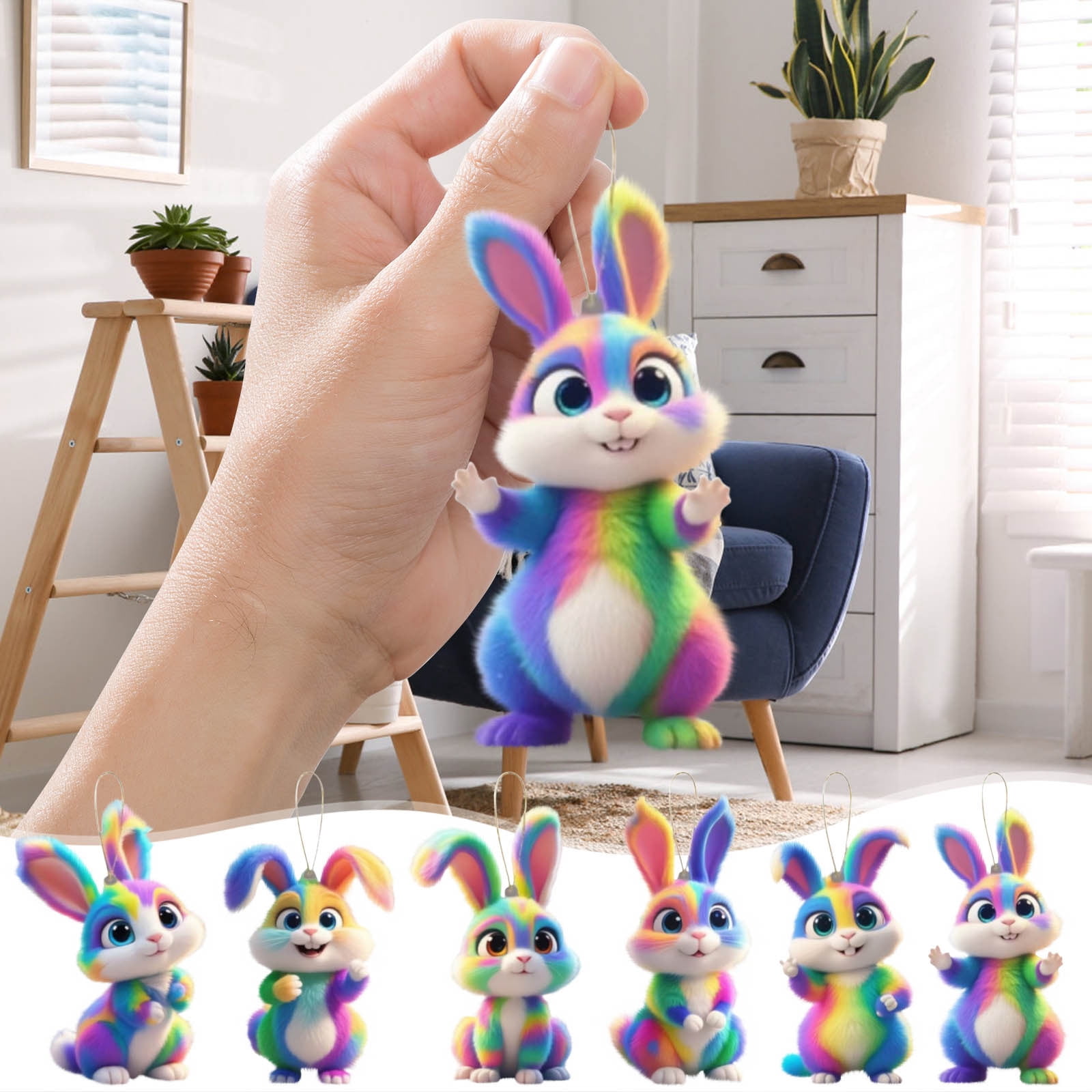 Taotanxi Easter Decoration 2025 Easter Colorful Gradient Bunny Hanging ...