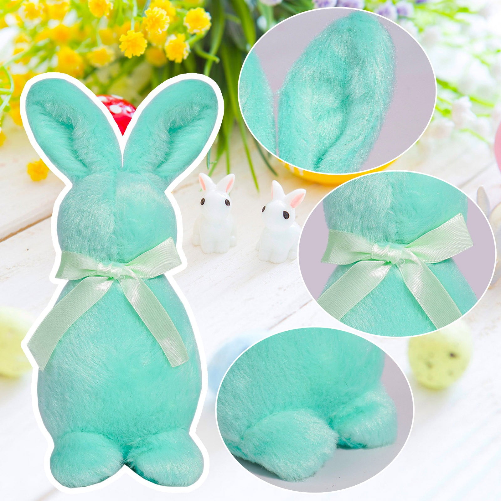 Taotanxi Easter Decorations - 1 Pack Pastel Flocked Bunny Kit - Spring ...