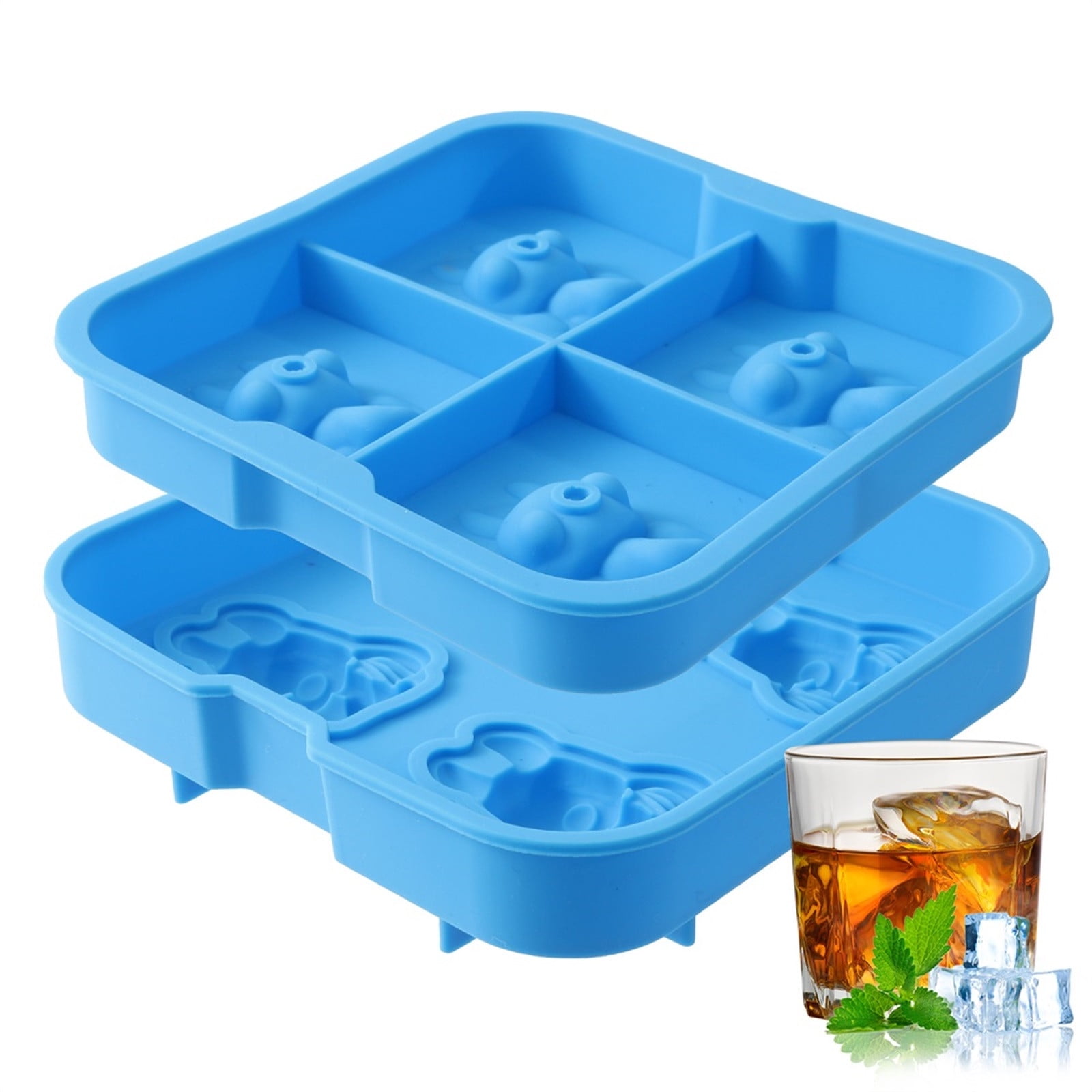 Taotanxi Funny Ice Cube Molds,4 Cavity 3D Sharks Ice Cube Mold,Silicone ...