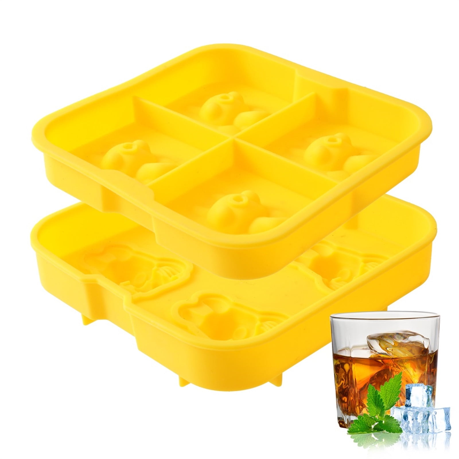 Taotanxi Funny Ice Cube Molds,4 Cavity 3D Sharks Ice Cube Mold,Silicone ...