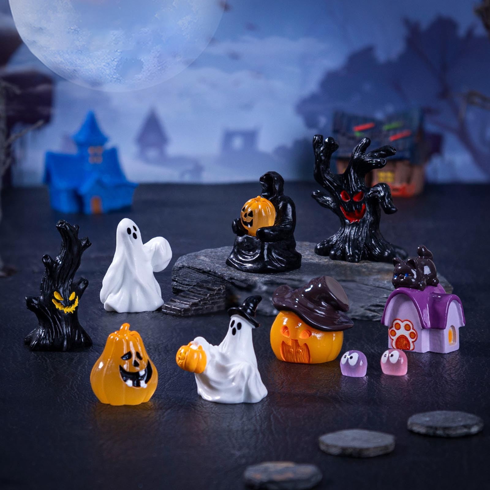 Taotanxi Halloween Mini Resin Figures 50 Styles Tiny Resin Figurines ...
