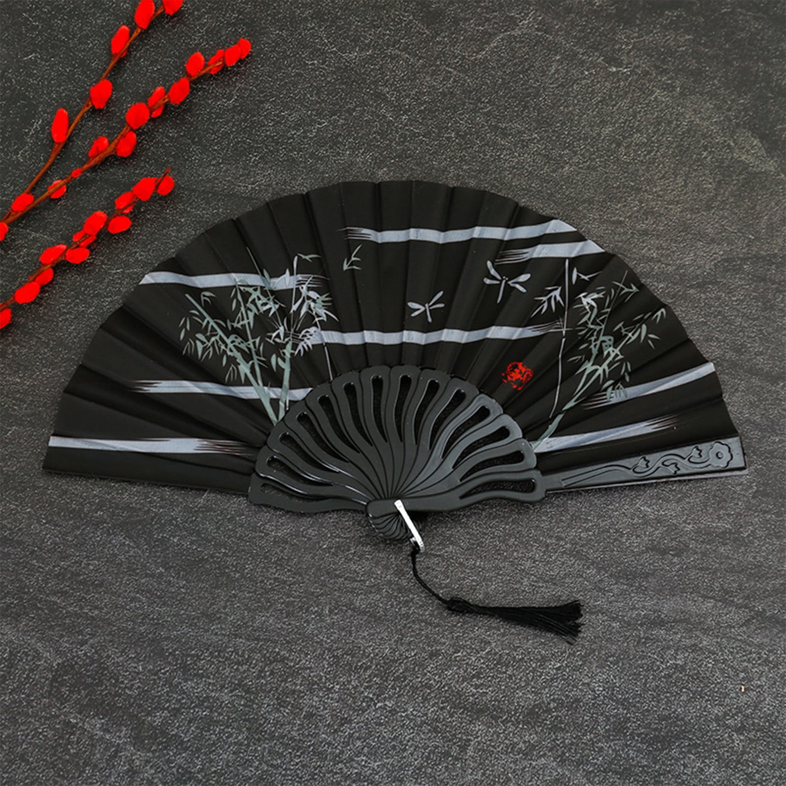 Taotanxi Handheld Floral Folding Fans Hand Held Silk Bamboo Fans with ...