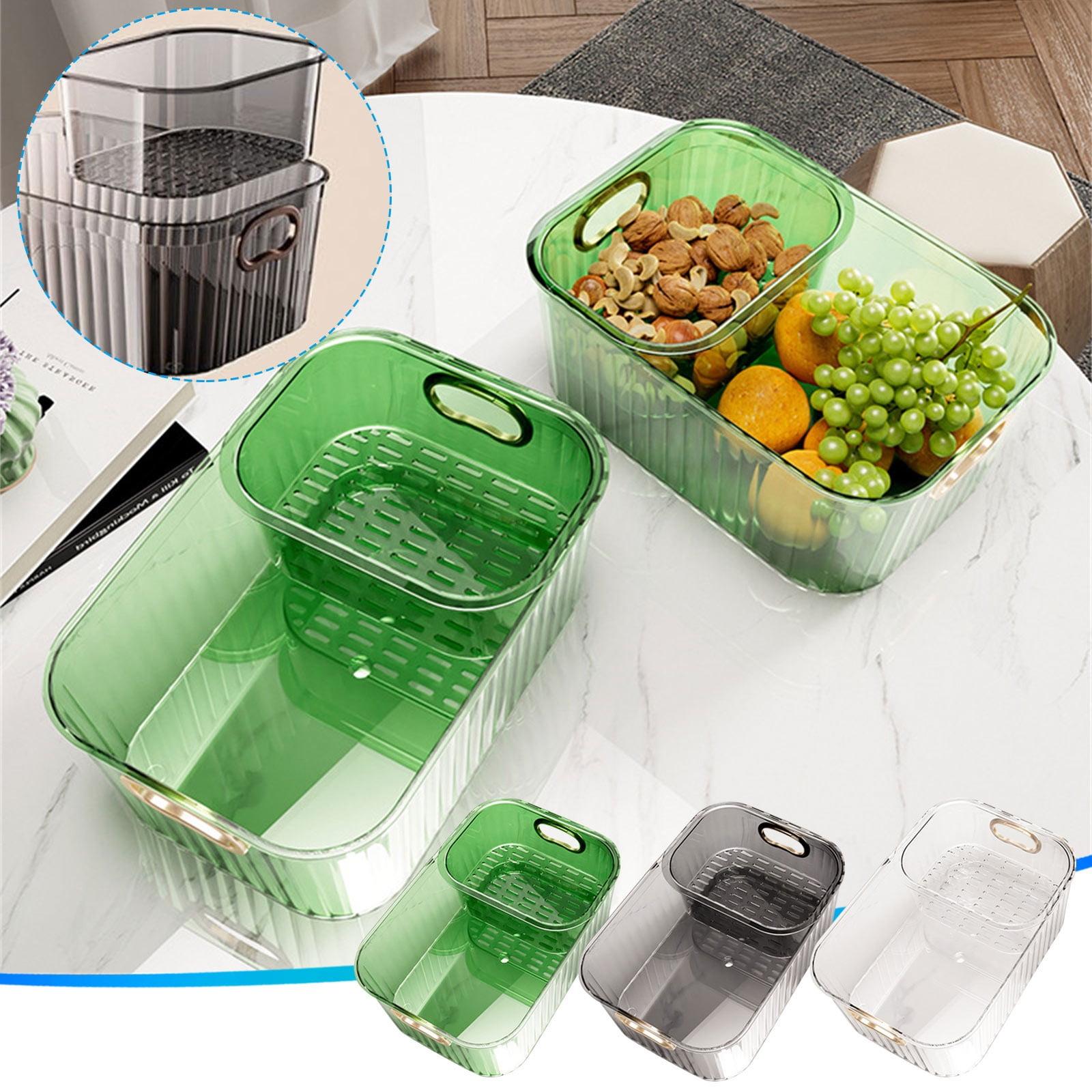 Taotanxi Large Fruit Containers for Fridge - Leakproof Food Storage ...