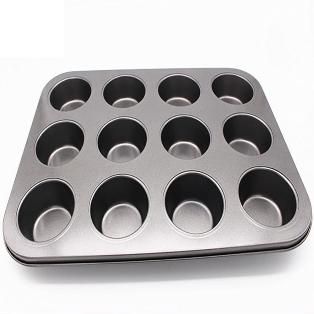 Taotanxi Nonstick Round Muffin Baking Pan, 12 Cups, Set of 1, Gray, 9 ...