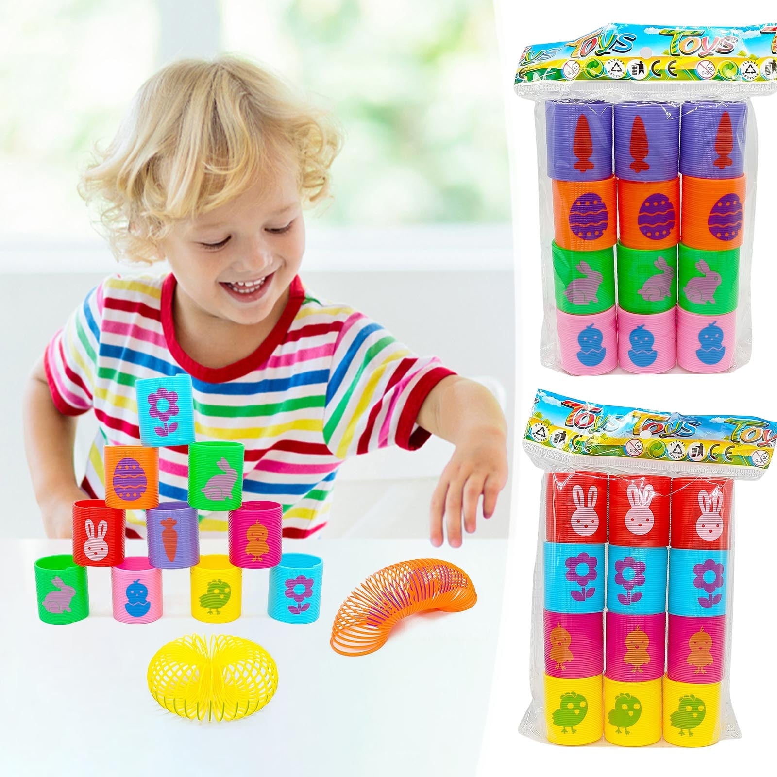 NOBRAND Rainbow Spring Toy Assortment - (Pack Of 12) Mini Plastic Coil ...