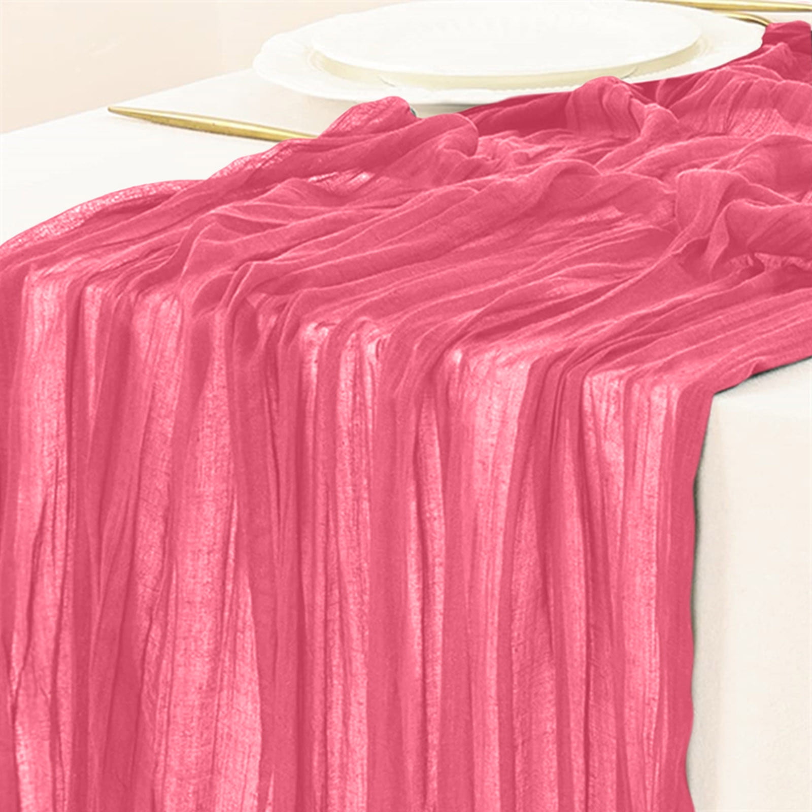 Taotanxi Rubber Red Cheesecloth Table Runner Summer Boho Rustic Gauze ...