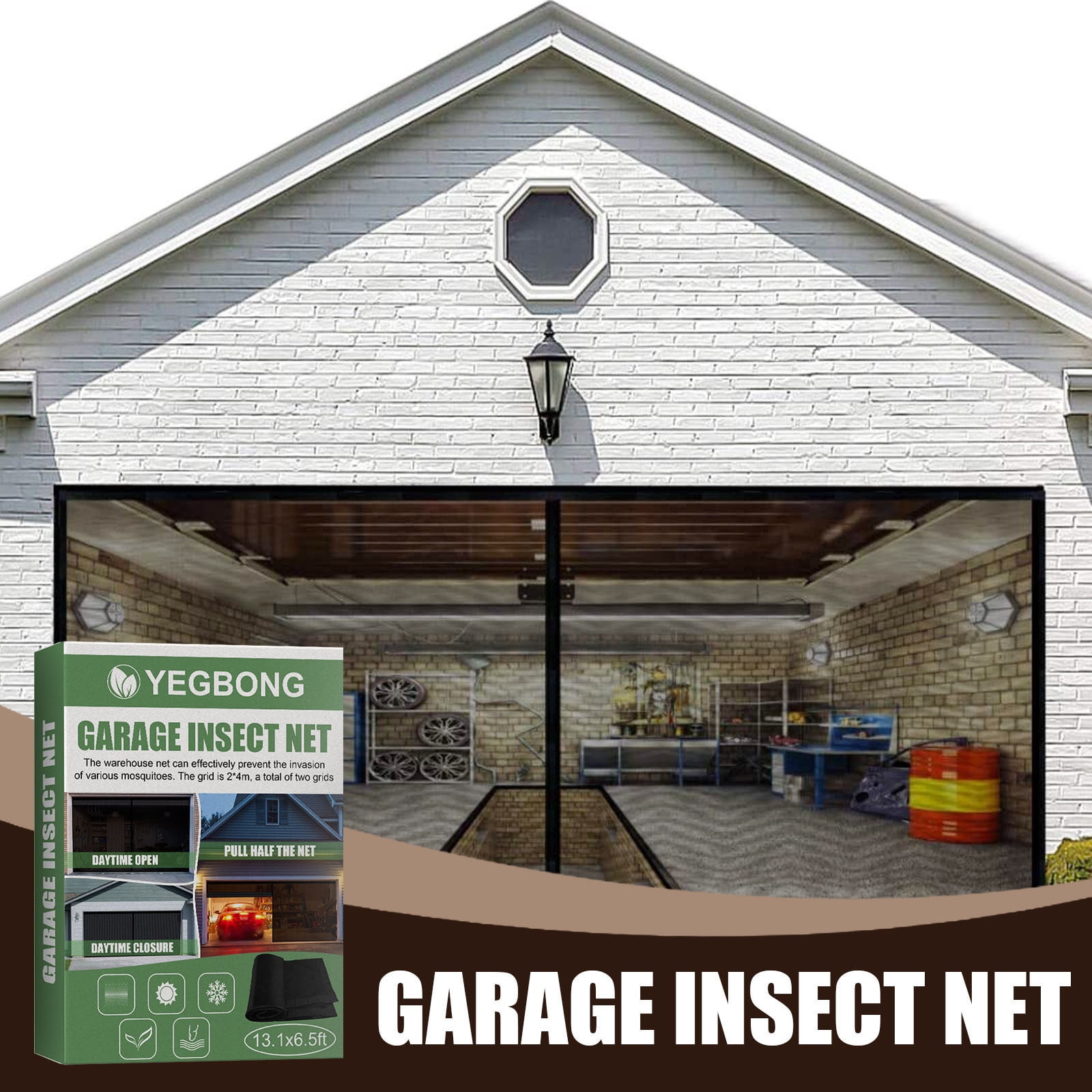 Taotanxi Self-Sealing Fiberglass Mesh Garage Door Screen - Double Door ...