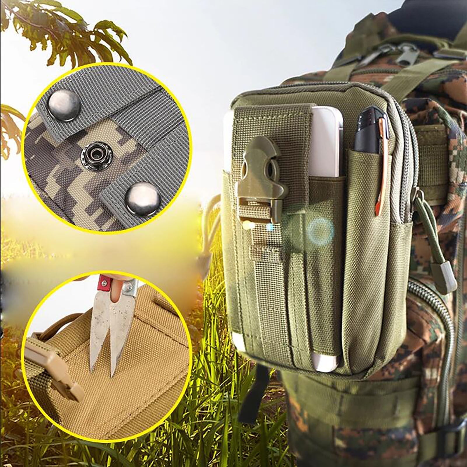 Taotanxi Tactical Molle Pouch Double Molle Straps 7" X 5" X 1.8" Two ...