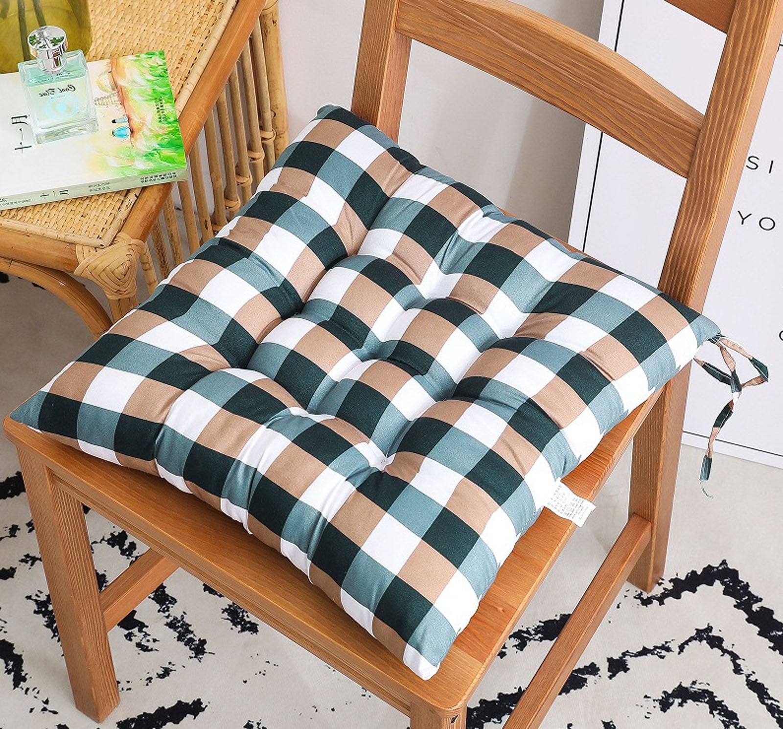 Taotanxi Thickened Soft Office Chair Cushion, Multi-Color Fabric Seat ...