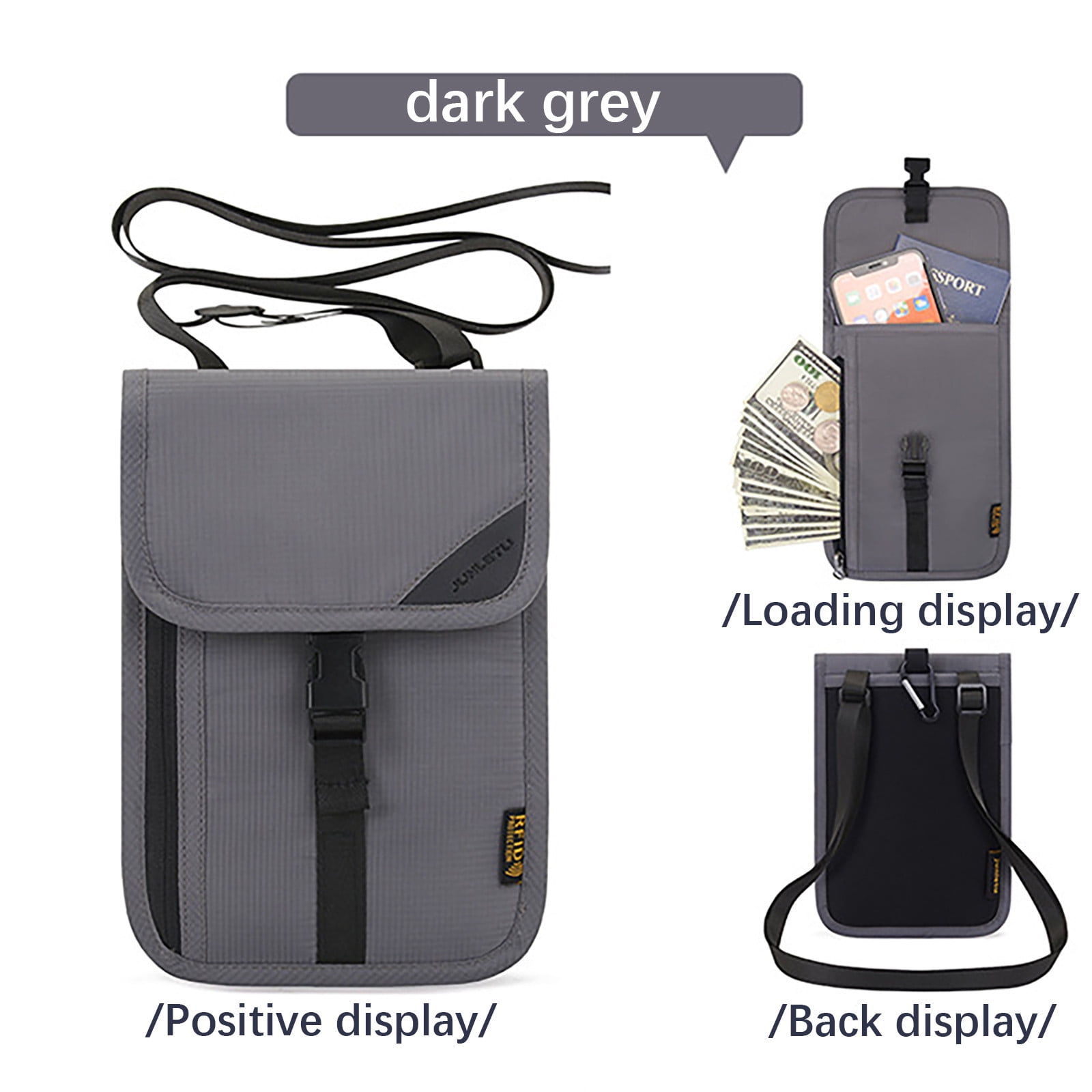 Taotanxi Travel Neck Wallet With Double Zippers, Rfid Blocking Passport ...