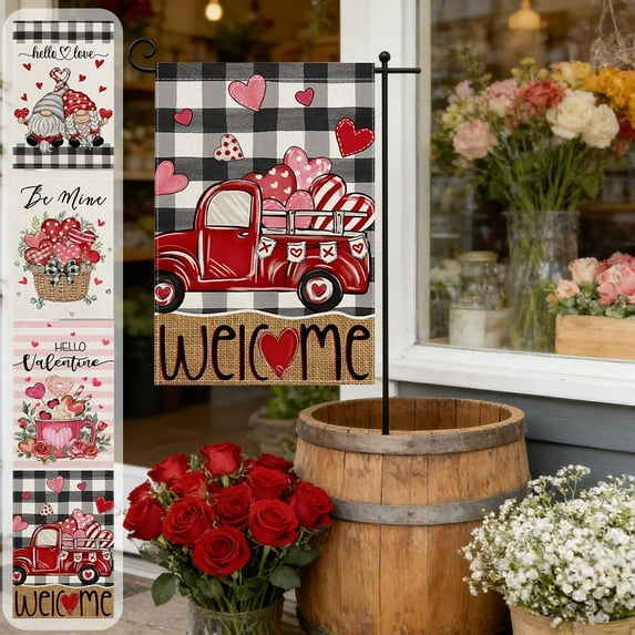 Taotanxi Valentine's Day Garden Flag 12.5x18 Inch Double Sided, Floral ...