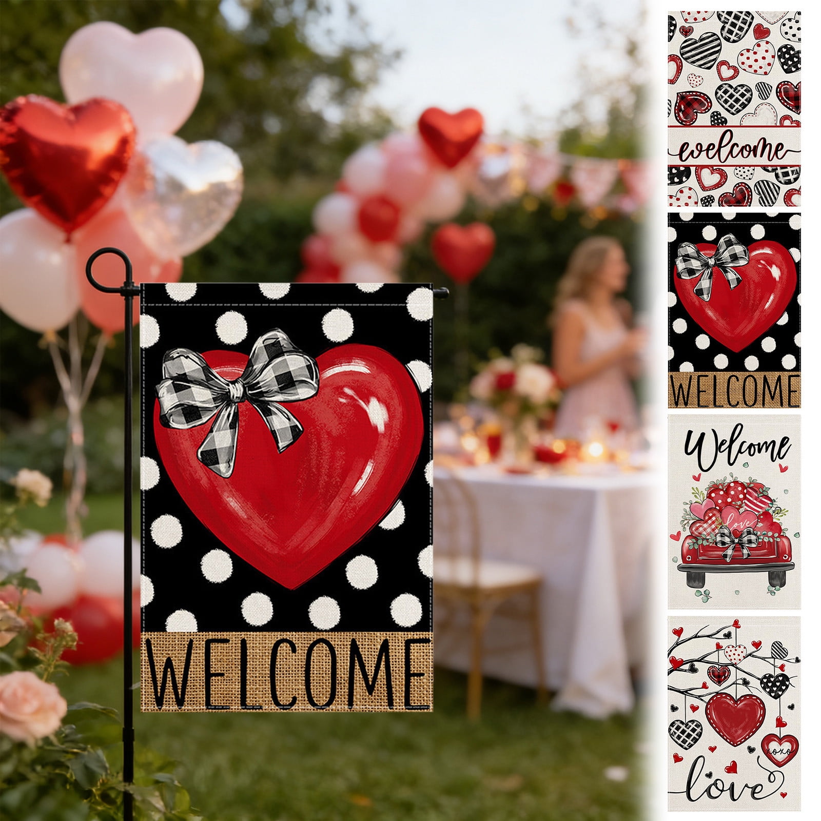 Taotanxi Valentines Day Garden Flag 12x18 Inch Valentines Outdoor Heart ...