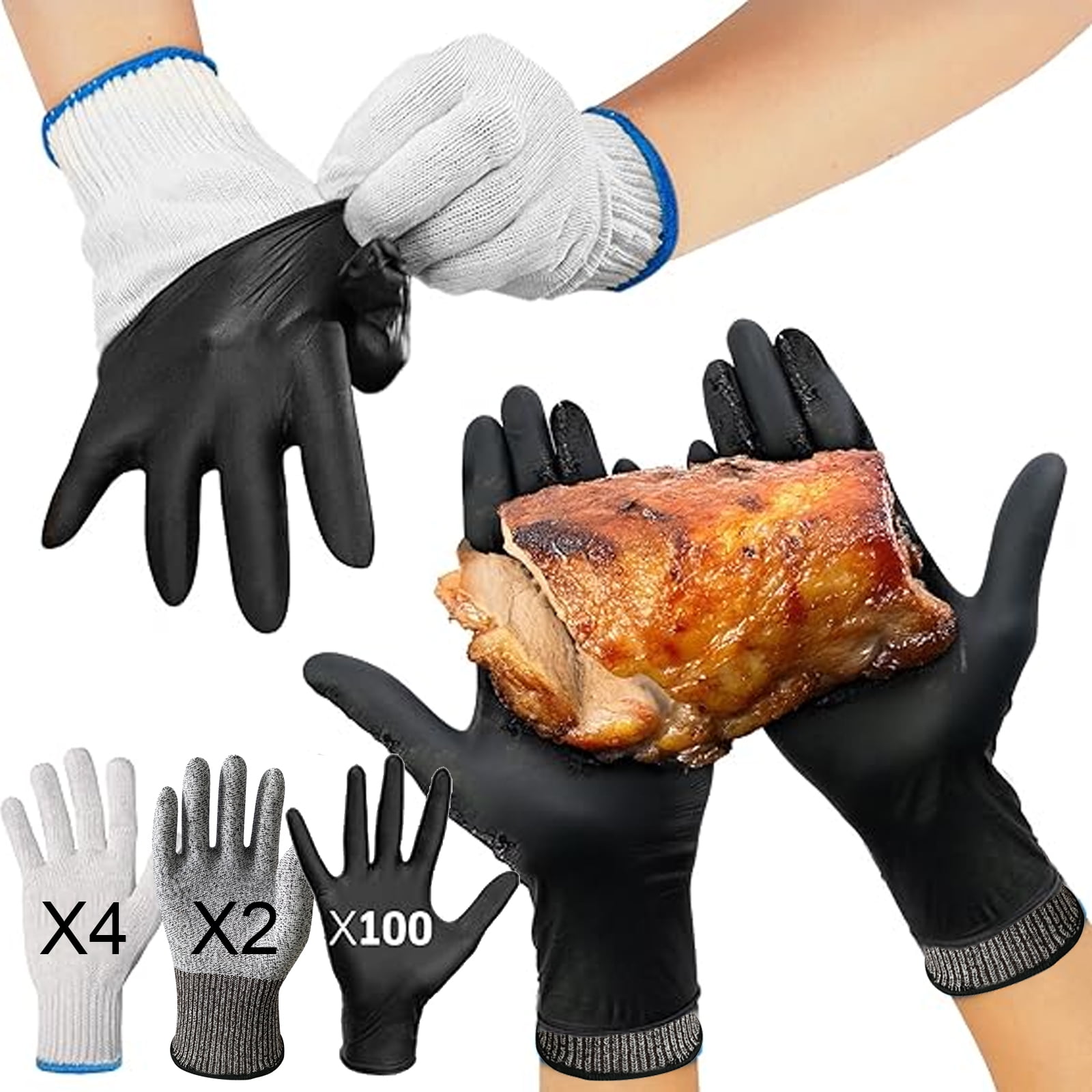 Taotique BBQ Gloves, Dual-Layer Cooking Gloves for Food Prep and ...