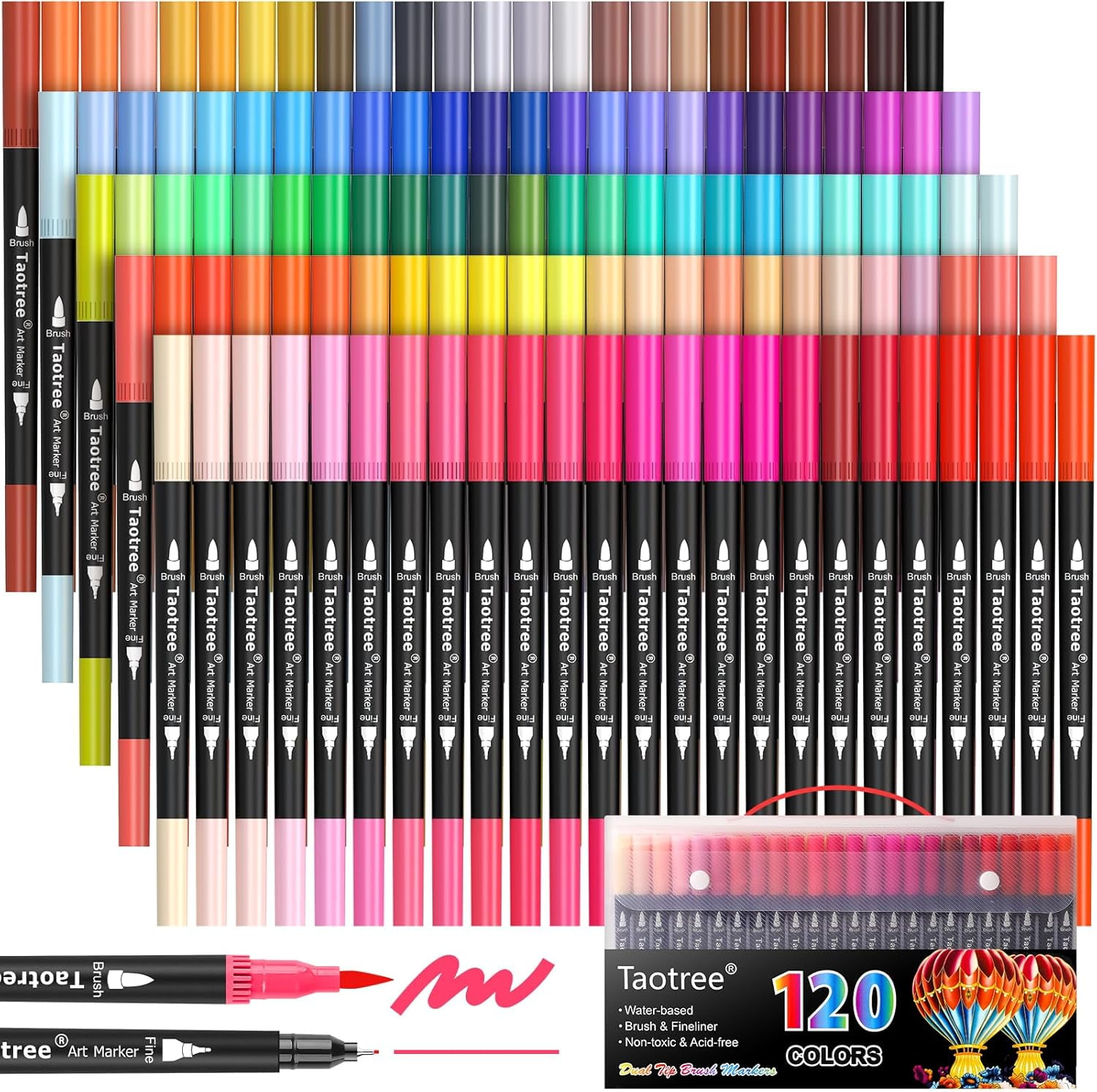 Taotree 36 Colors Dual Tip Art Markers Pens for Adult Coloring Books ...