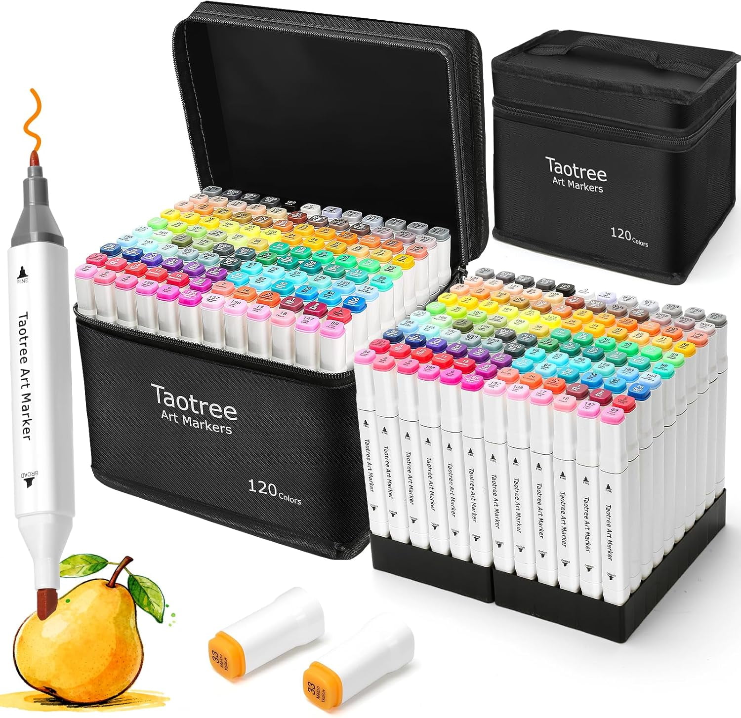 Taotree Alcohol Markers Set 120 Colors with Case & Holders, Dual Tips ...