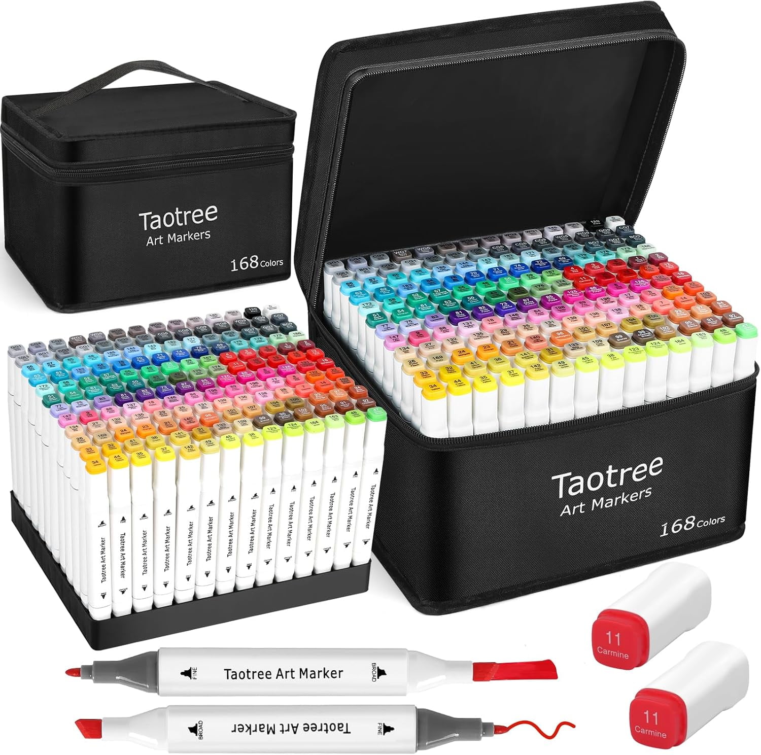 Taotree Alcohol Markers Set 168 Colors with Case & Holders, Dual Tips ...