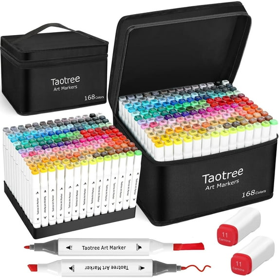 Taotree Alcohol Markers Set 168 Colors with Case & Holders, Dual Tips ...
