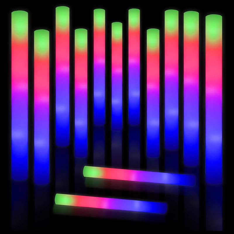 Taotuo Glow Sticks Bulk, 20 Pack LED Light Up Foam Sticks 3 Modes Color ...