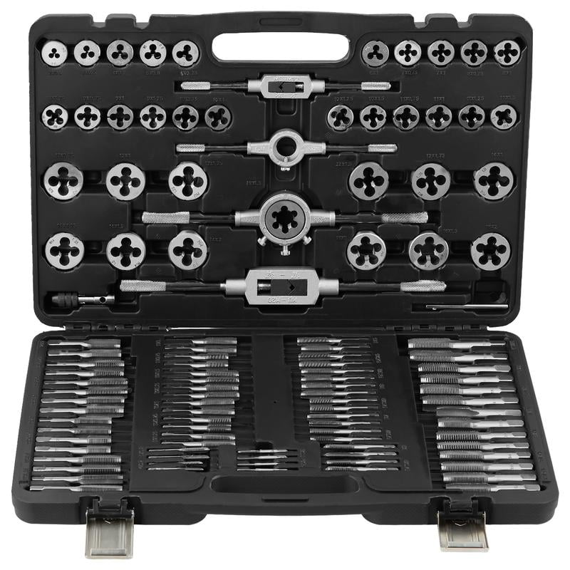 Tap and Die Set, 110-Piece Include Metric Size M2 to M18, Bearing Steel ...