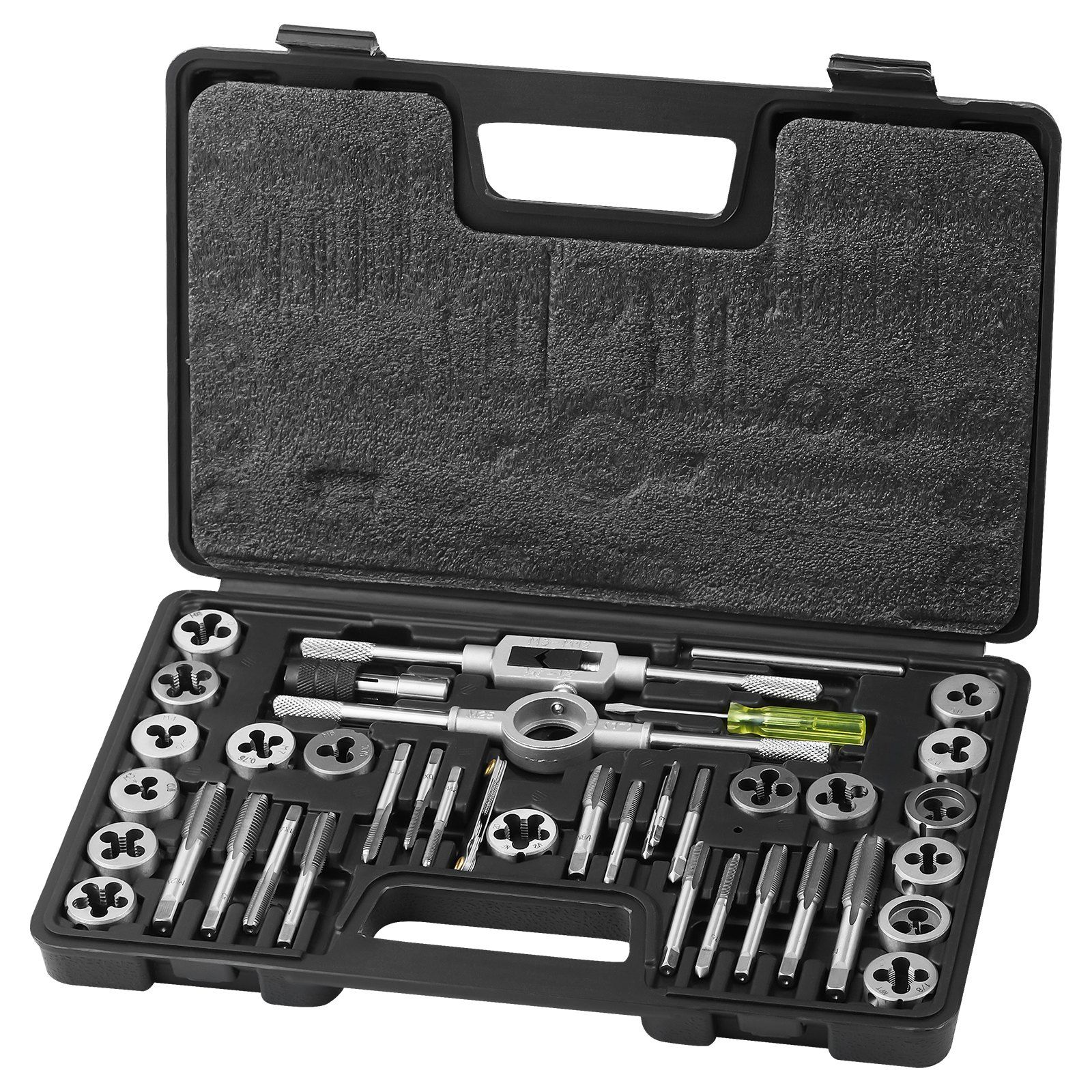 Tap and Die Set, 40-Piece Include Metric Size M3 to M12, Bearing Steel ...