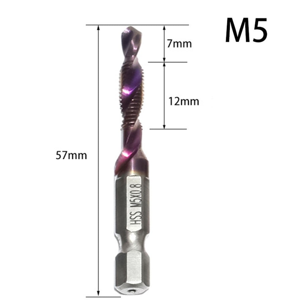 Tap Drill Bit Hex Shank HSS Screw Bit Screw Machine Compound Tap M3-M10 ...