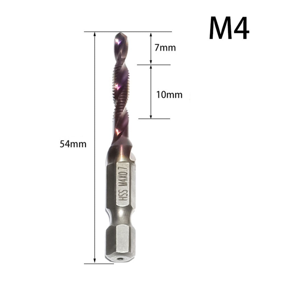 Tap Drill Bit Hex Shank HSS Screw Bit Screw Machine Compound Tap M4 ...