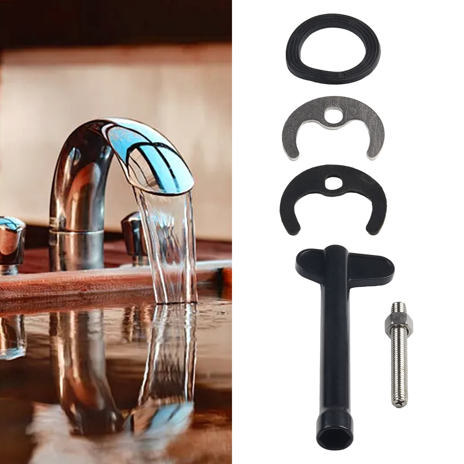 Tap Faucet Fixing Fitting Kit Bolt Washer Wrench Plate Set Kitchen ...