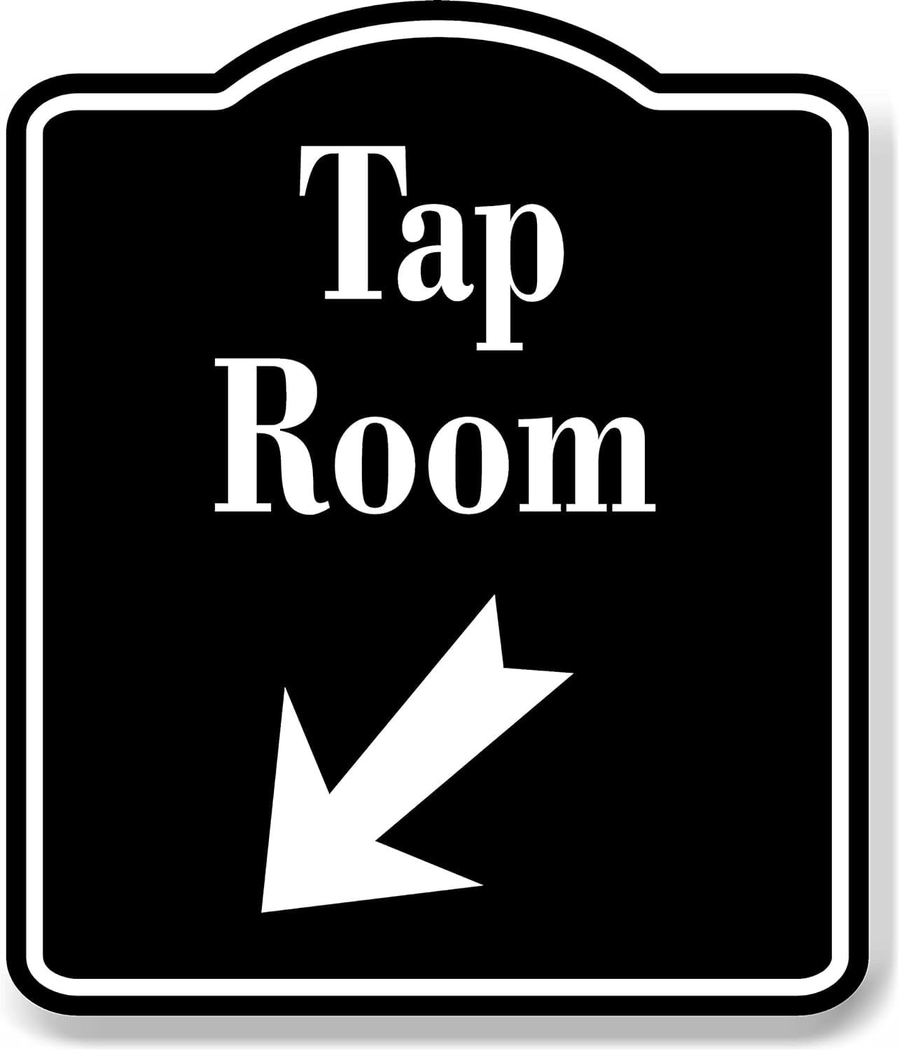 Tap Room Bar 45 Degree Down Left Arrow BLACK Aluminum Composite Sign ...