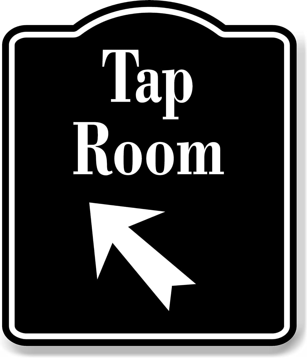 Tap Room Bar 45 Degree Up Left Arrow BLACK Aluminum Composite Sign, 15 ...