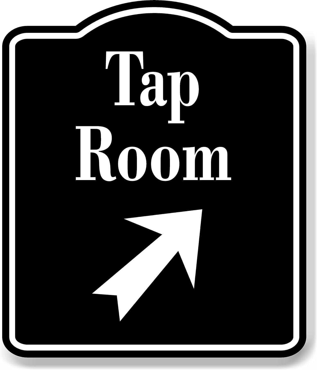 Tap Room Bar 45 Degree Up Right Arrow BLACK Aluminum Composite Sign, 20 ...