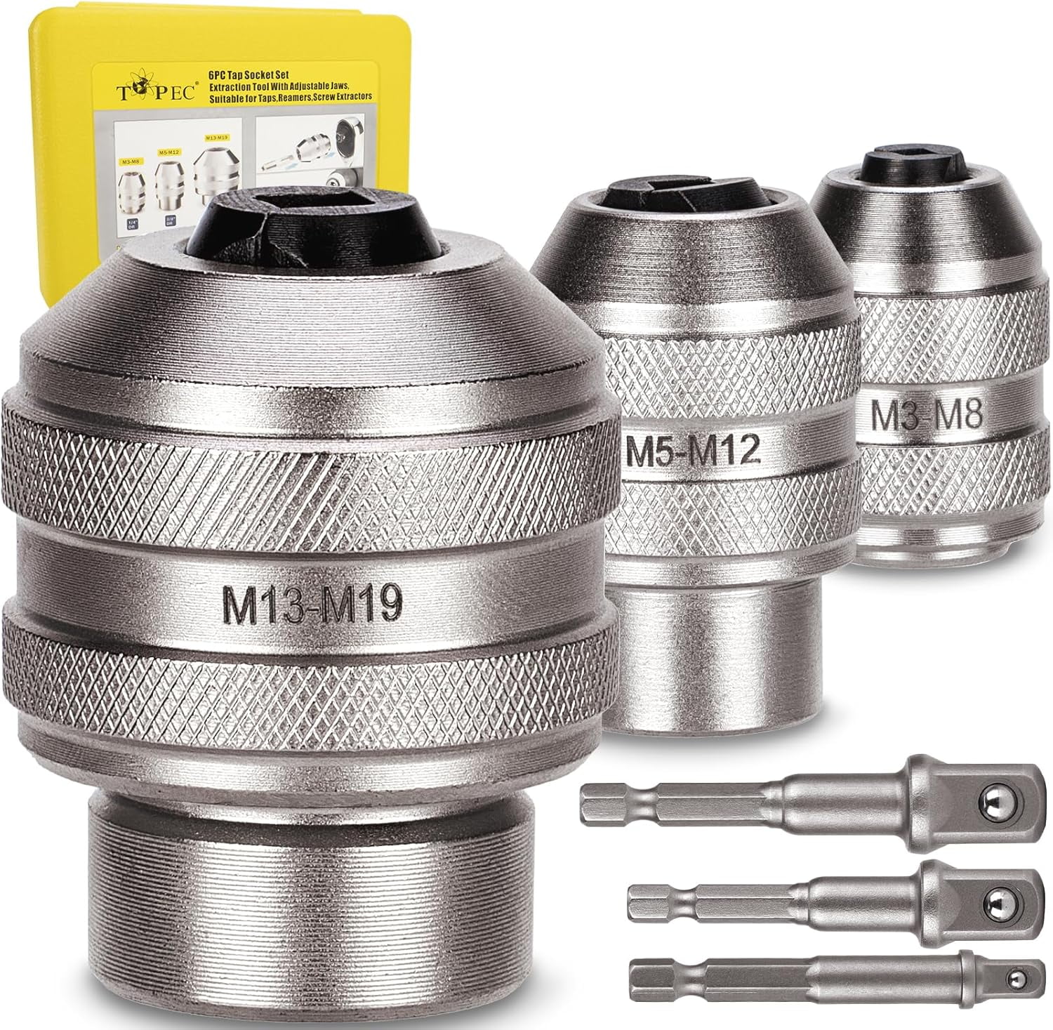 Tap Sockets, 6-Piece Tap Socket Set, Extraction Tool, CR-MO Steel ...