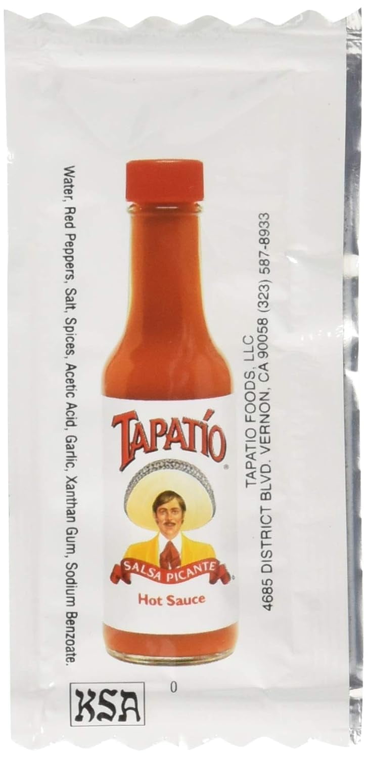 Tapatio Hot Sauce Travel size 1/4 oz 7 Gram (Pack of 50) Packets ...
