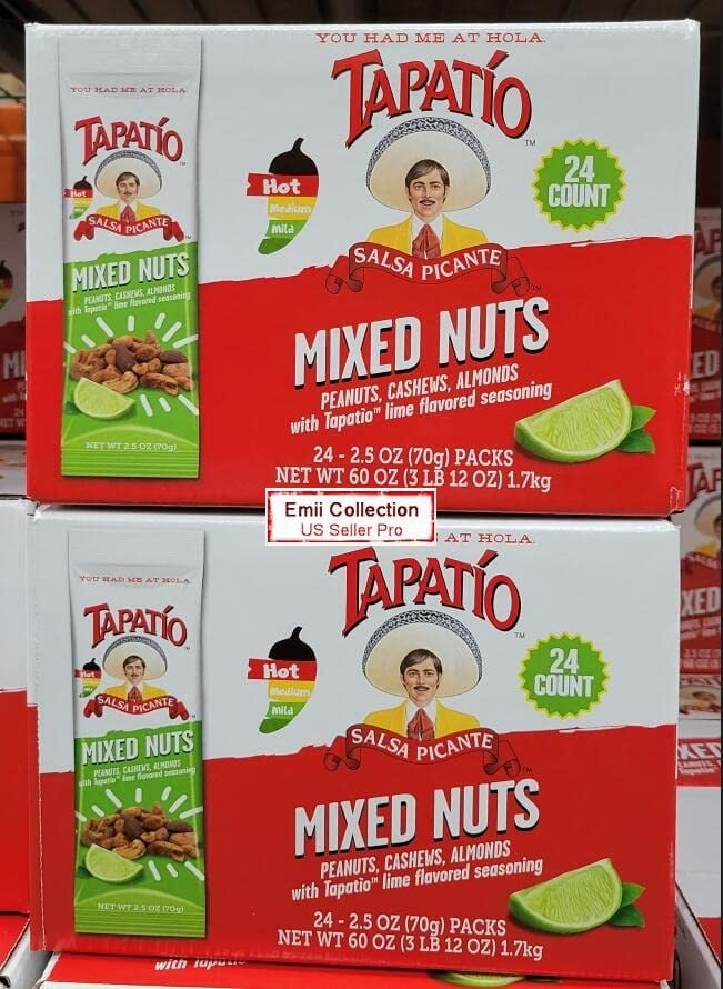 Tapatio Salsa Picante Mixed Nuts Peanuts Cashews Almonds 24 Packs/Box ...