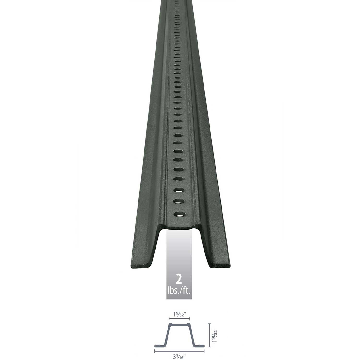 Tapco U-Channel Sign Post, 7'L, Green Post with Holes Top to Bottom ...