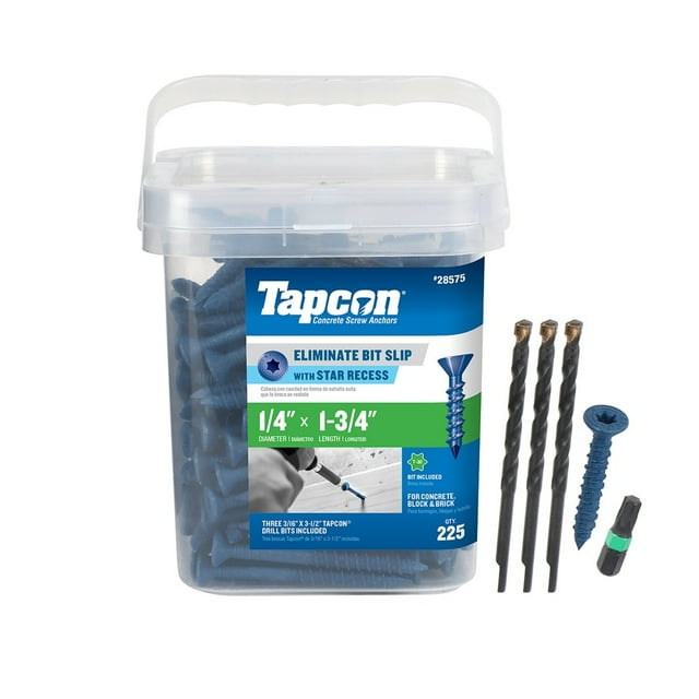 Tapcon 28575 1/4x1-3/4 Blue Star Drive Bugle Head Concrete Anchors 225/Box - Walmart.com