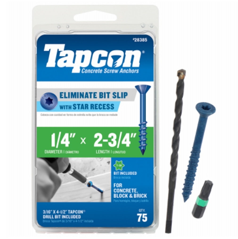 Tapcon 28385 Phillips Flat-Head Concrete Anchors, 75-Count, Each ...