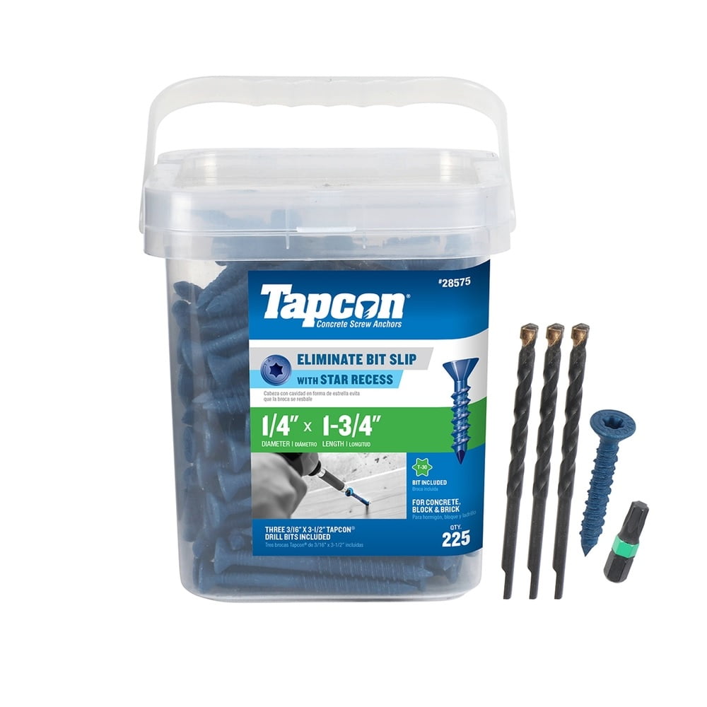 Tapcon 28575 1/4x1-3/4 Blue Star Drive Bugle Head Concrete Anchors 225 ...