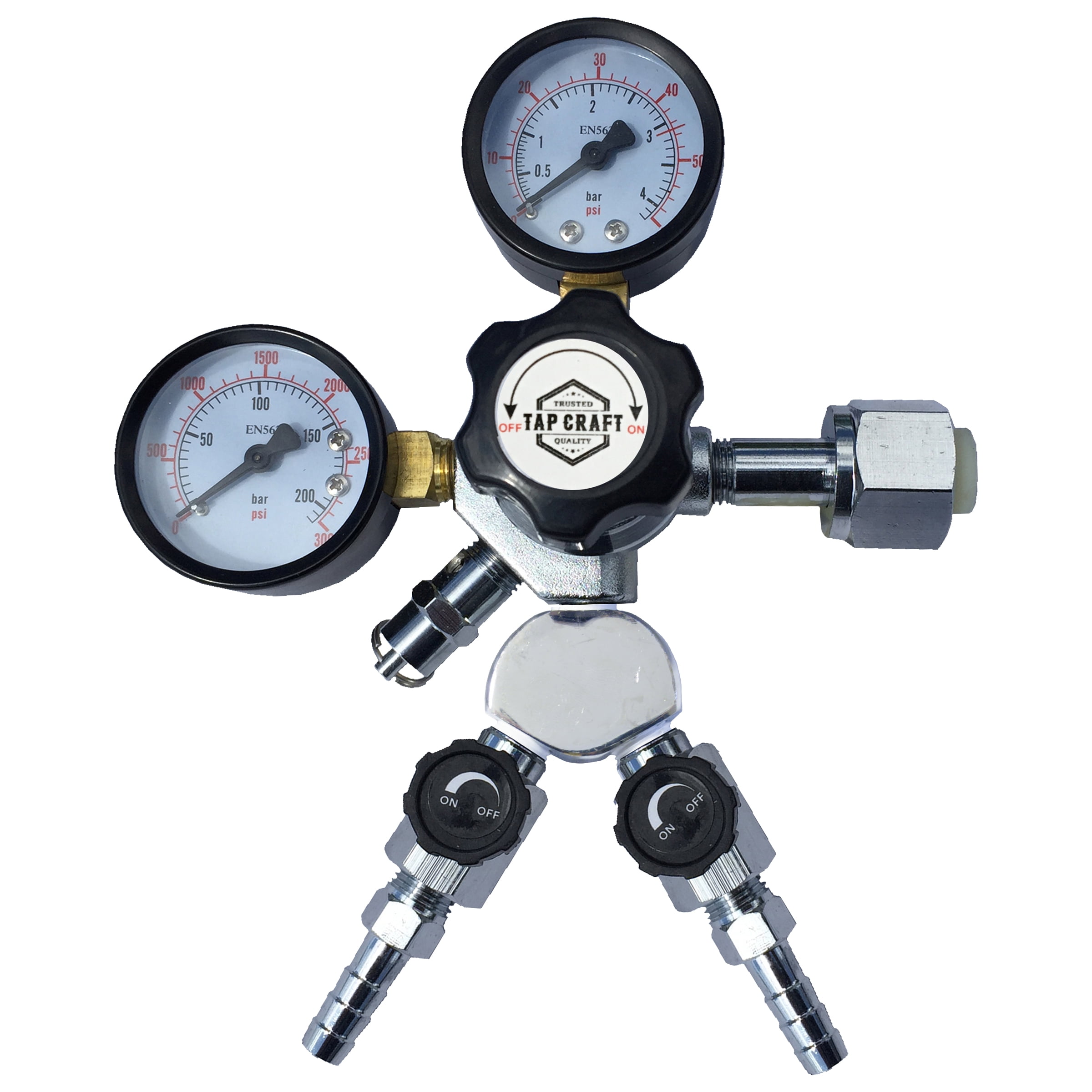 Tapcraft Co2 Regulator Dual Gauge Heavy Duty & Wye Splitter Draft Beer ...