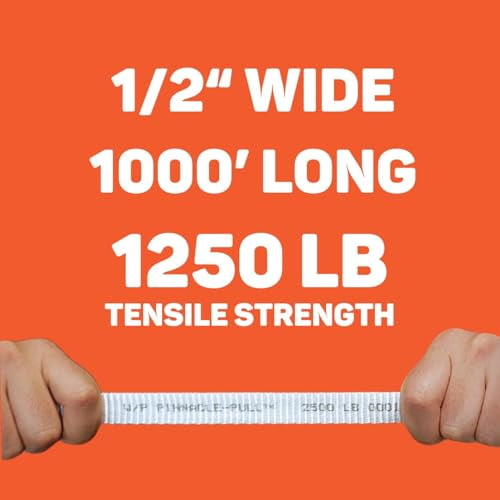 Tape 1/2" x 1000' Heavy-Duty Measuring Mule Tape - 1250 lb Low-Stretch ...