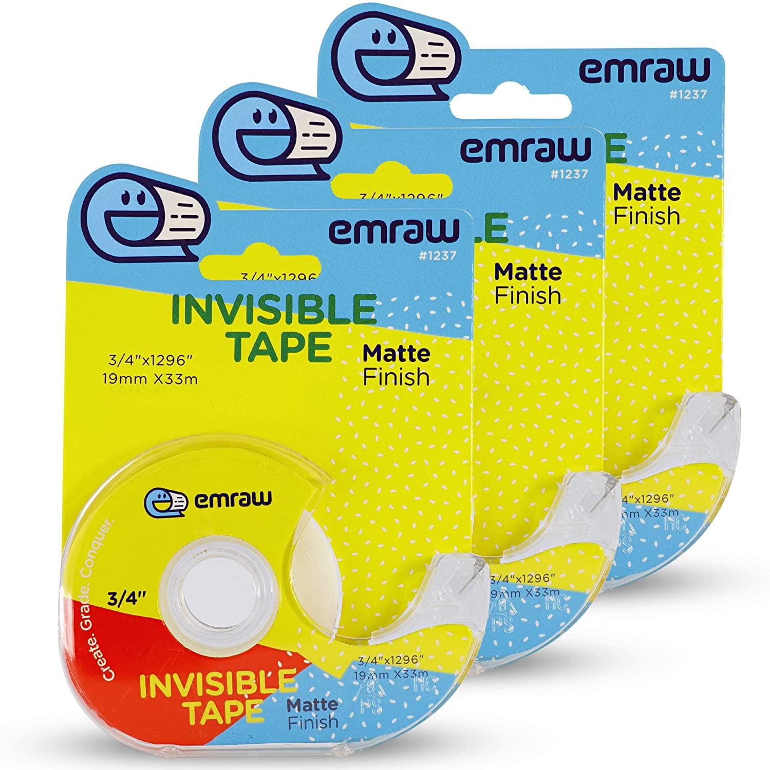 Tape with Dispenser Invisible, Transparent, Matte Finish, Clear ...