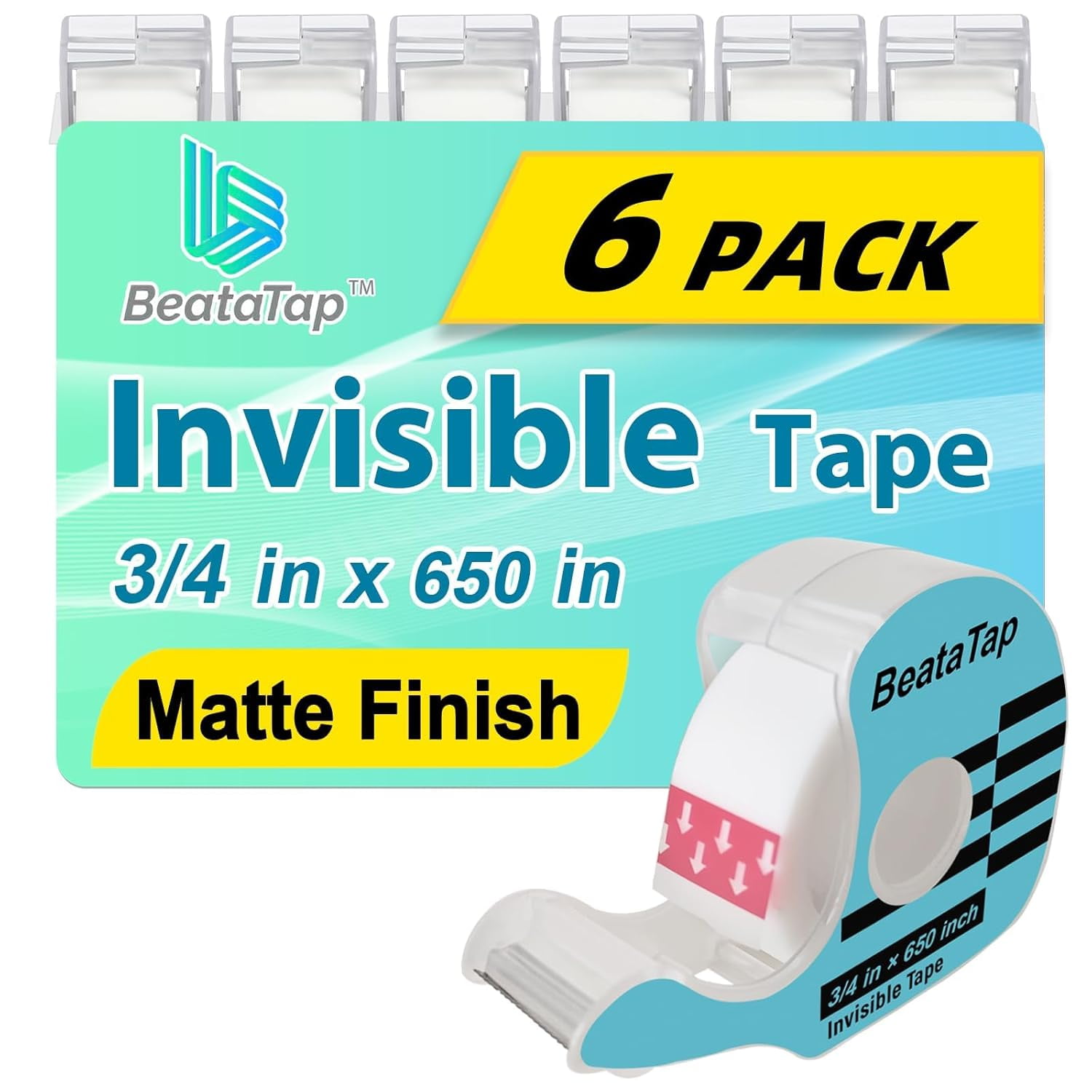 Tape, Invisible Tape for Gift Wrapping, 6 Rolls+6 Refillable Dispensers ...