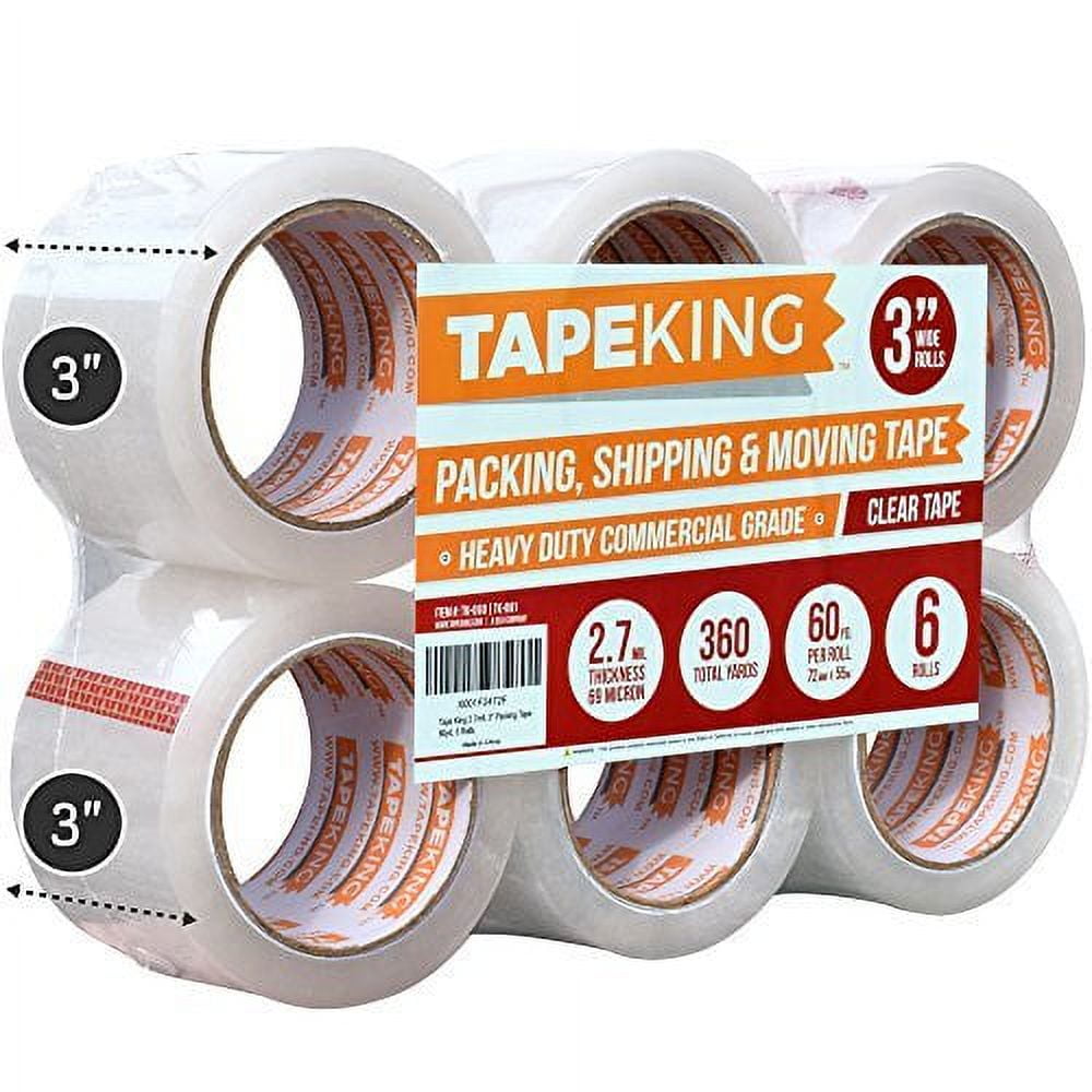 Tape King Clear Packing Tape 3 Inch Wide (2.7mil Thick) - 60 Yards Per ...