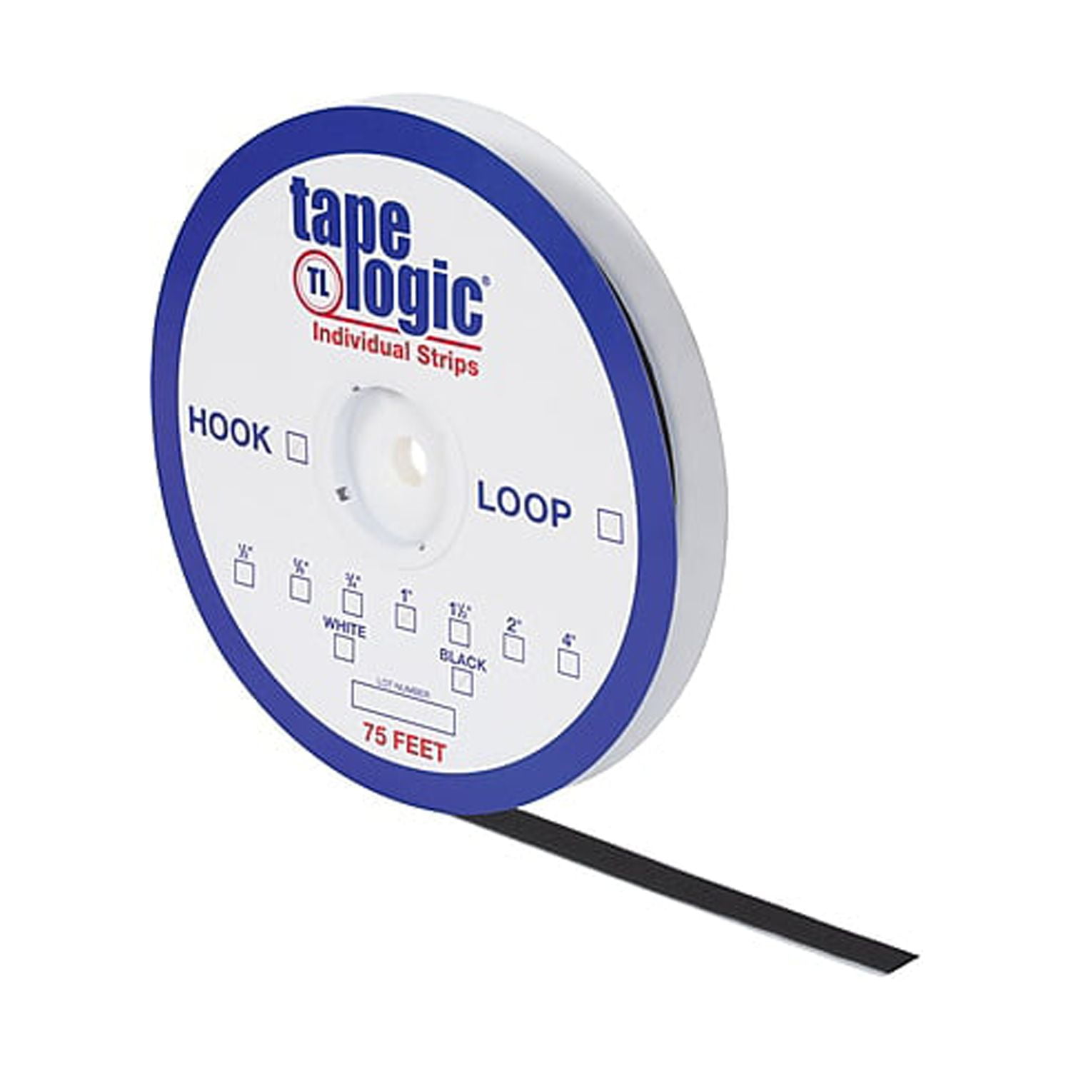 Tape Logic Reclosable Fastener, Rubber Adhesive, 75 ft, 1-1/2 in W ...