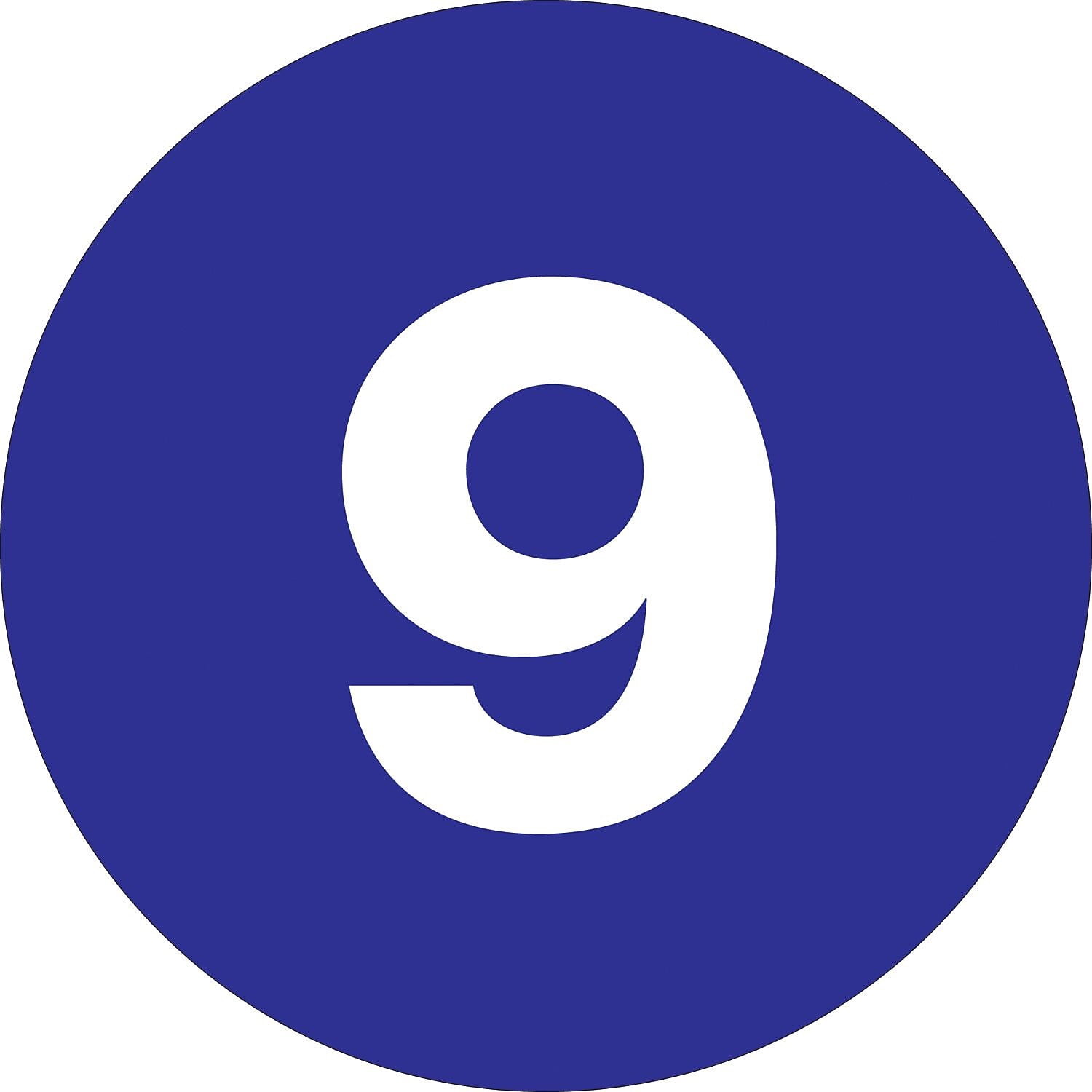 Tape Logic 1" Circle "9" Number Label Dark Blue 500/Roll DL6759 ...