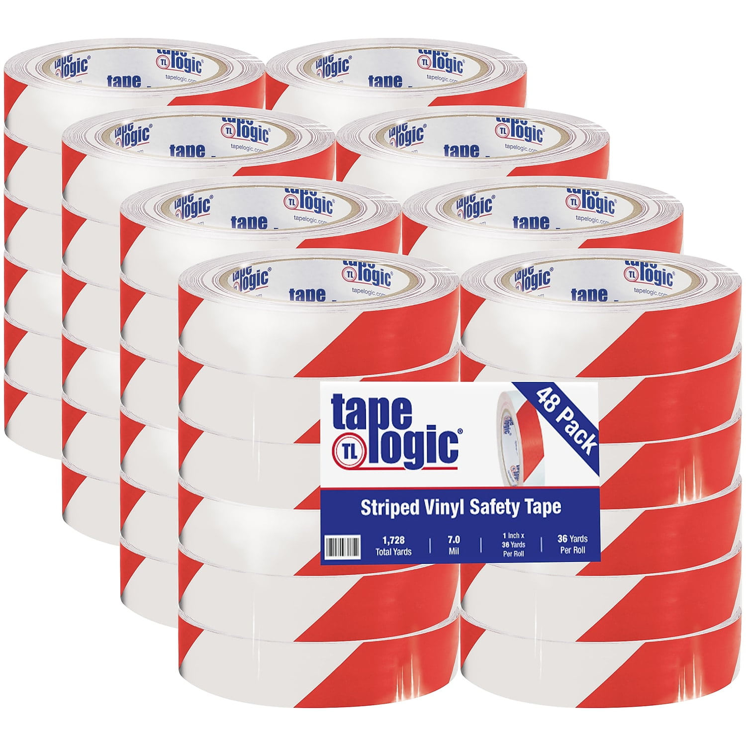Partners Brand Striped Vinyl Tape,1"x36yd,Rd/Wh,PK48 T9136RW - Walmart.com
