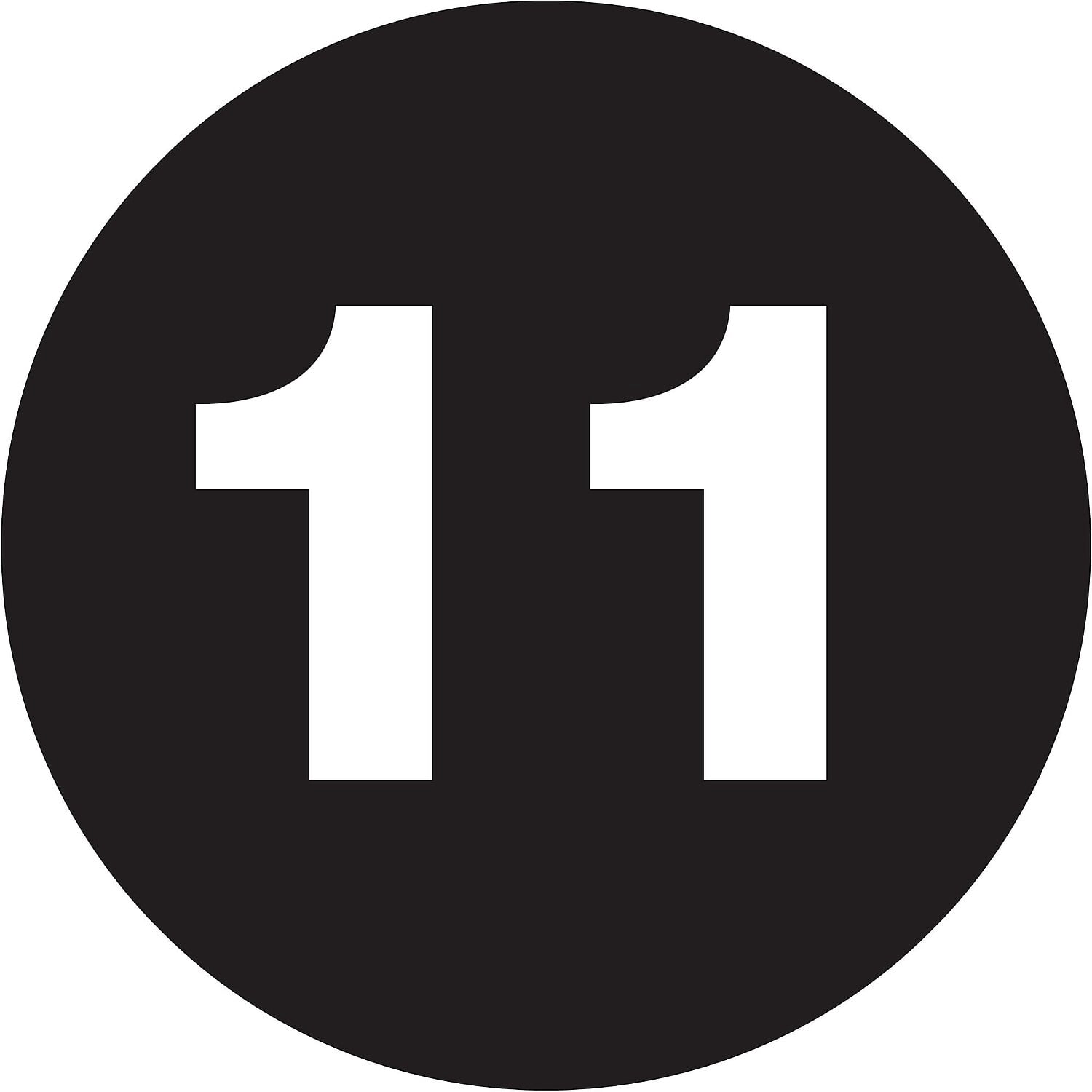 Tape Logic 3 in. Circle - 11 Black Number Labels - Roll of 500 ...