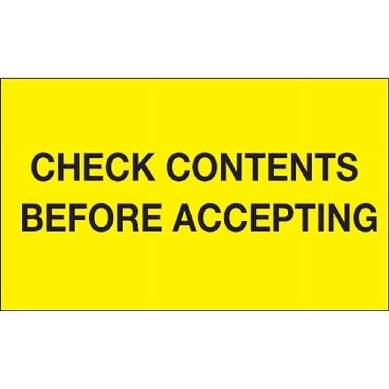 Tape Logic 3x5 in. Check Contents Before Accepting Fluorescent Yellow ...