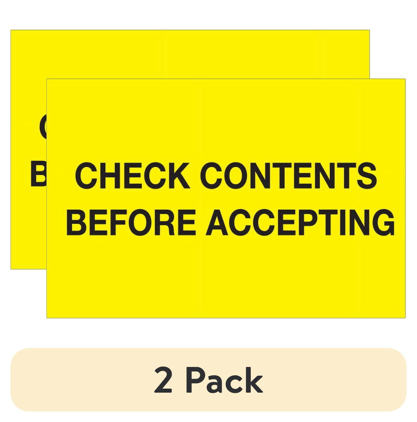 (2 pack) Tape Logic 4 x 6 in. - Check Contents Before Accepting ...